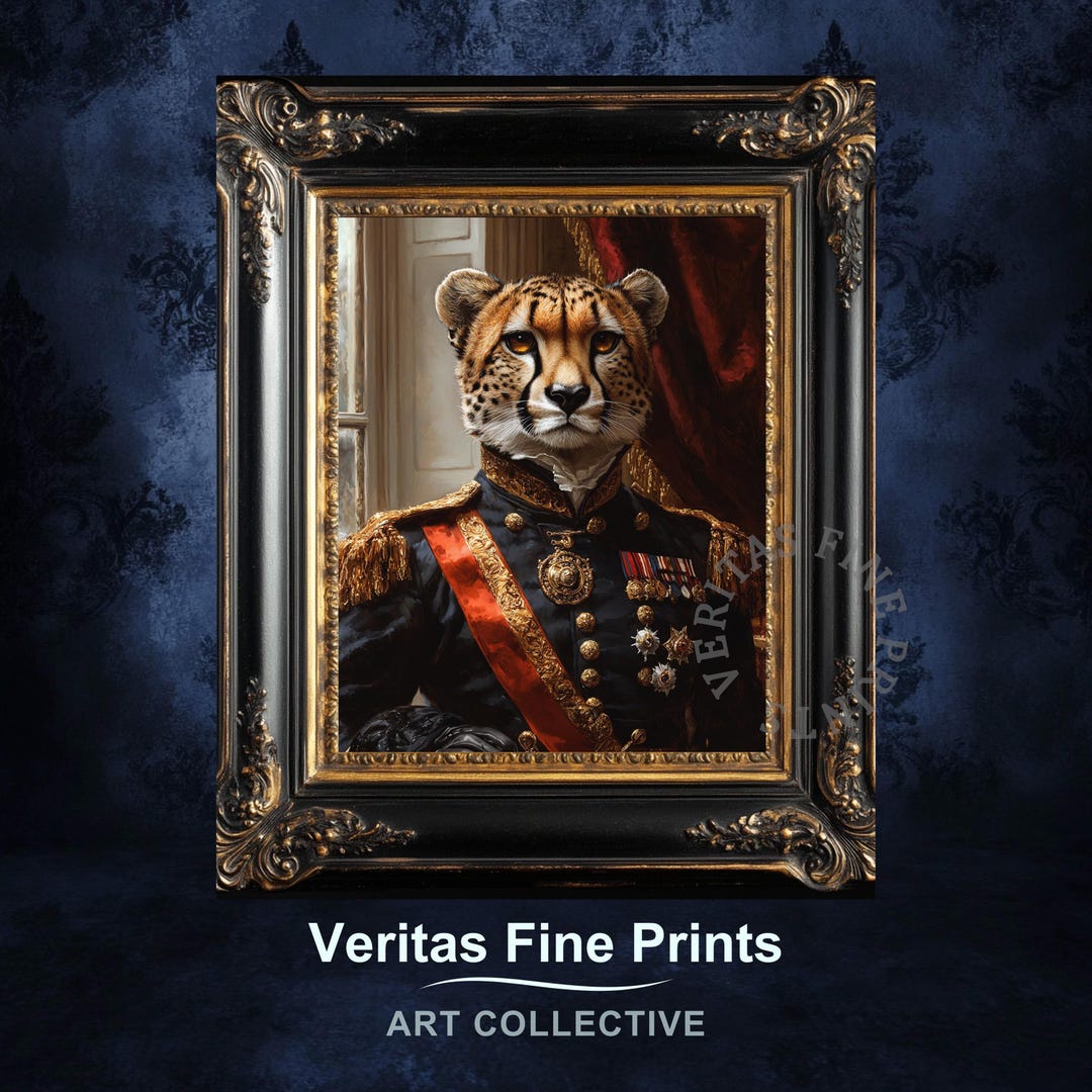 Noble Cheetah Portrait - Printable Victorian Animal Art, Steampunk ...