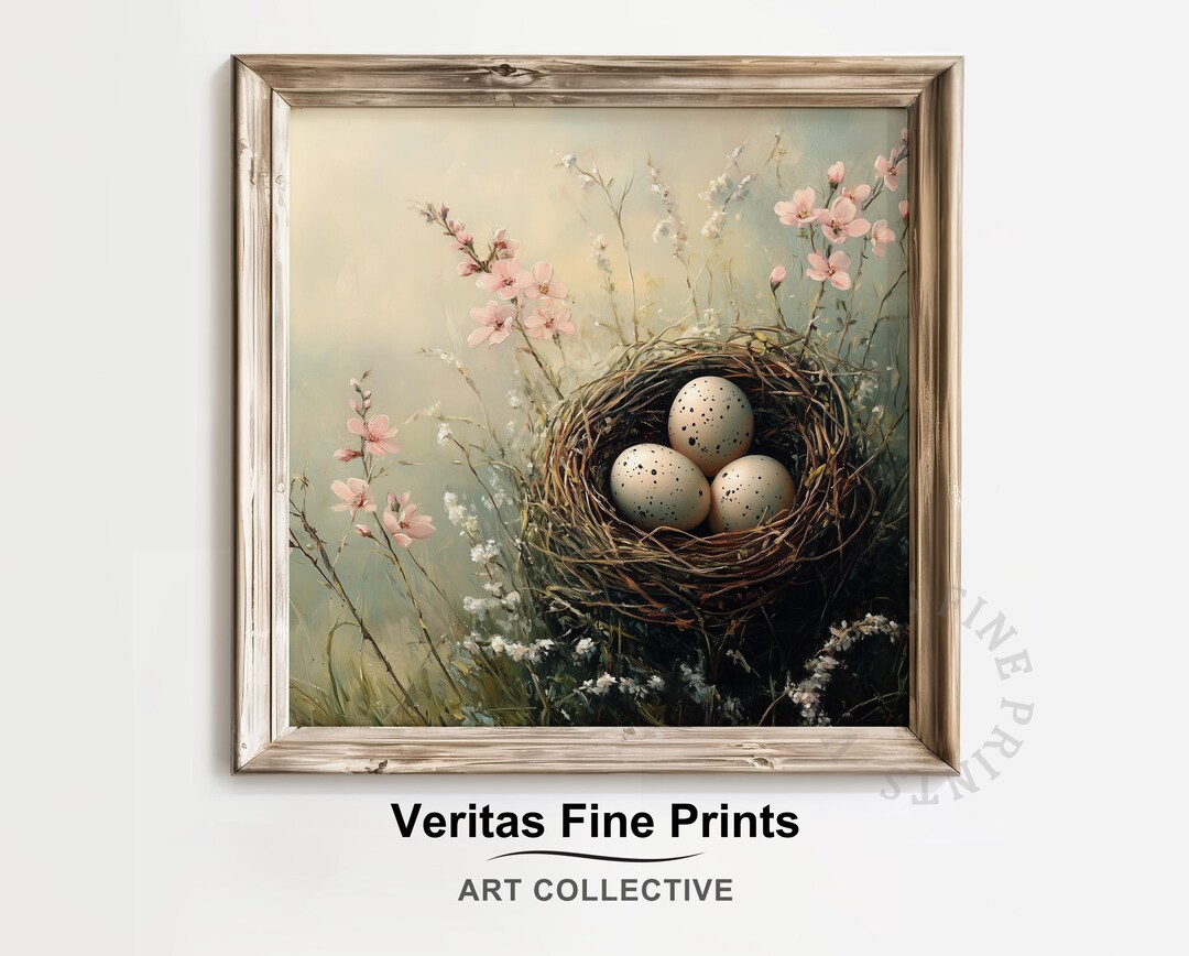 Spring Bird Nest Printable Wall Art – Vintage Botanical Nature Decor ...