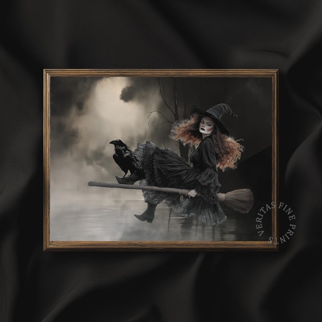 Witch and Raven Art Print: Gothic Halloween Decor (digital Download - Etsy