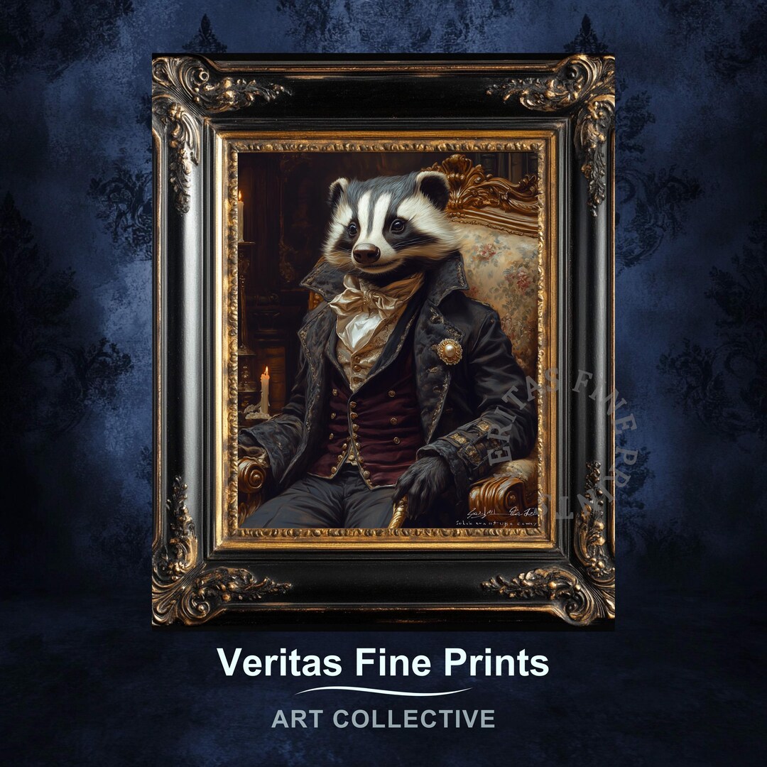 Steampunk Badger Wall Art – Printable Victorian Animal Portrait ...