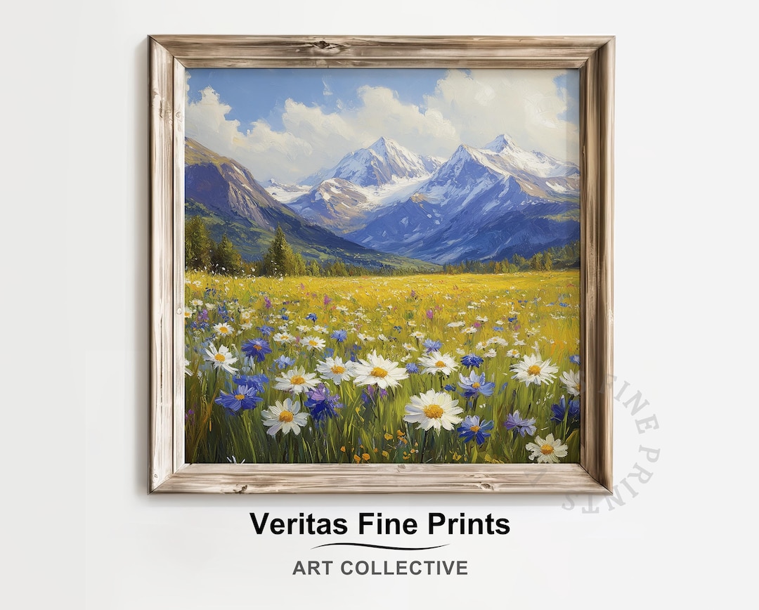 Majestic Alpine Meadow Printable - Cottagecore Mountain Landscape ...