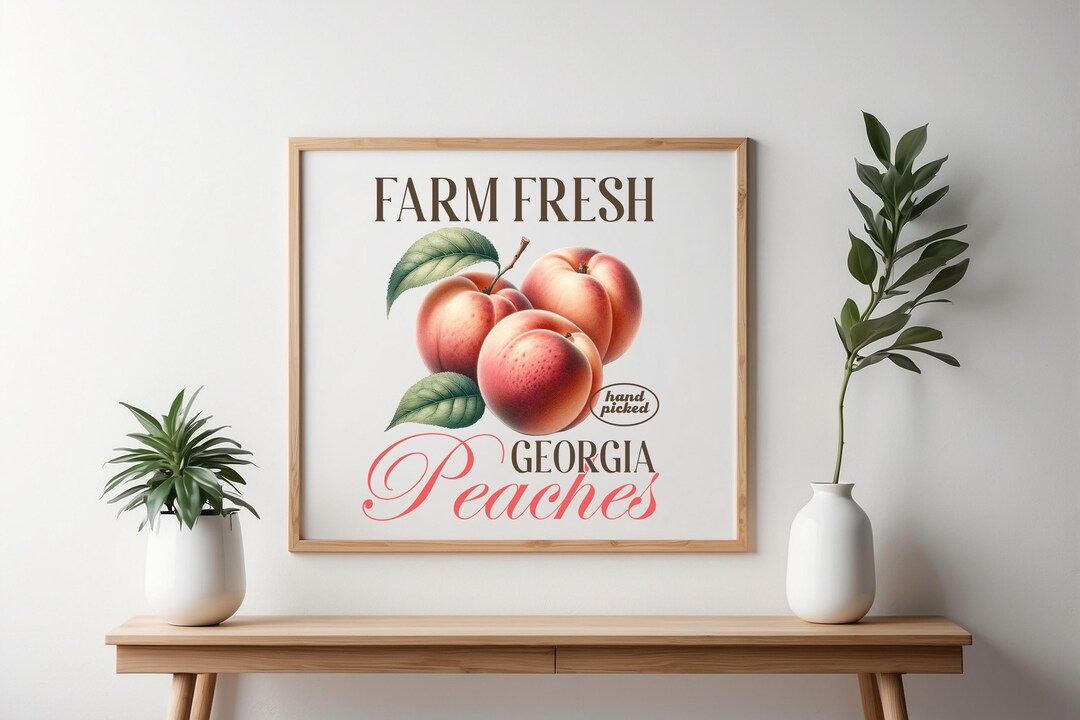 Peaches Print Wall Art | Fresh Fruit Illustration | Minimalist Kitchen ...