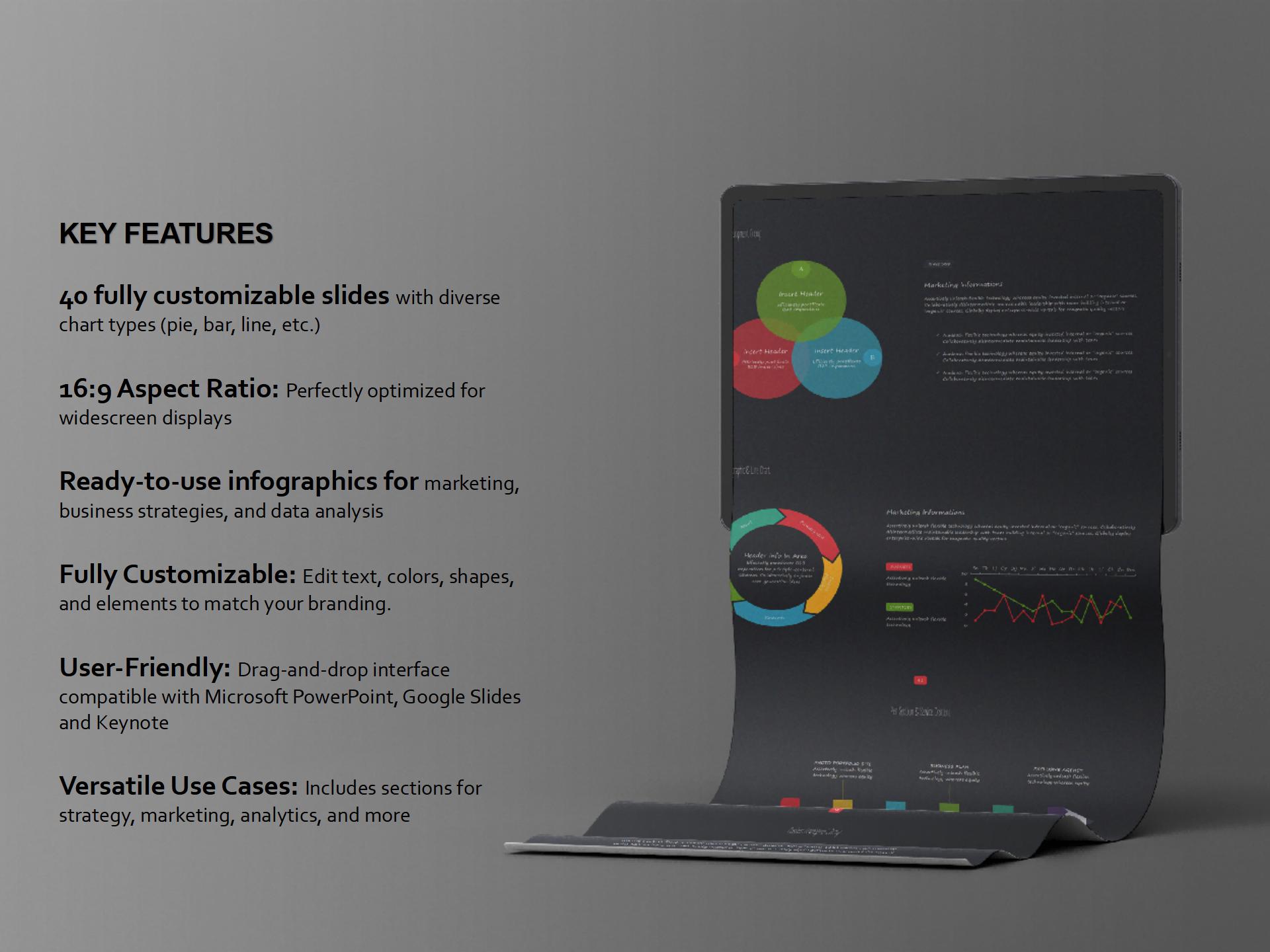 Dark Theme Powerpoint Template: Business Presentation Slides (digital ...