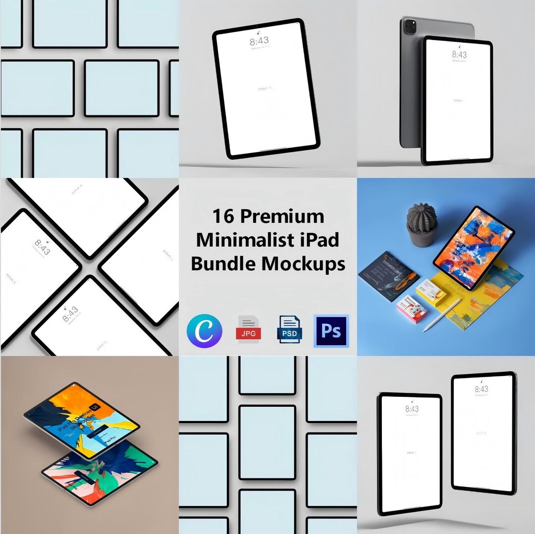 Premium Minimalist iPad Mockup Bundle | PSD JPG, Minimal Tablet Scenes ...