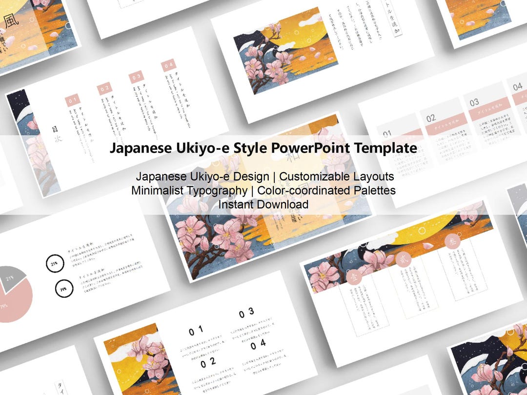 Ukiyo-e Japanese Powerpoint Template | Aesthetic Presentation (digital ...