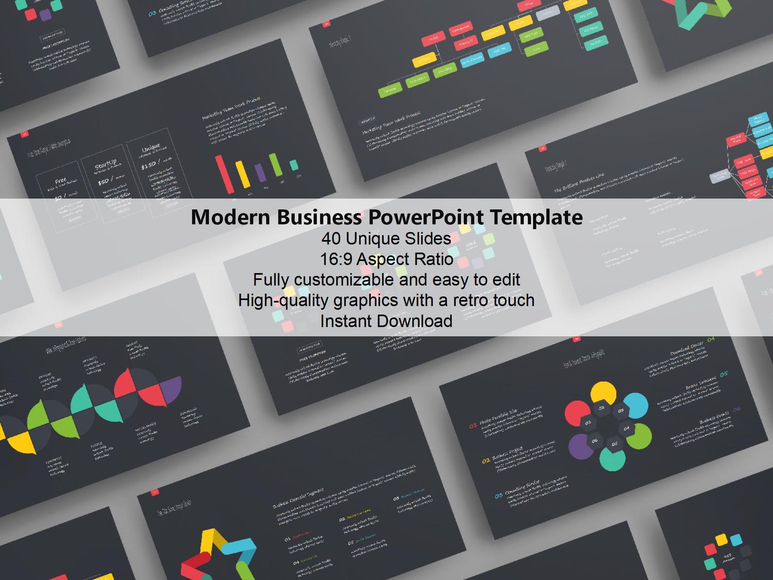 Dark Theme Powerpoint Template: Business Presentation Slides (digital ...