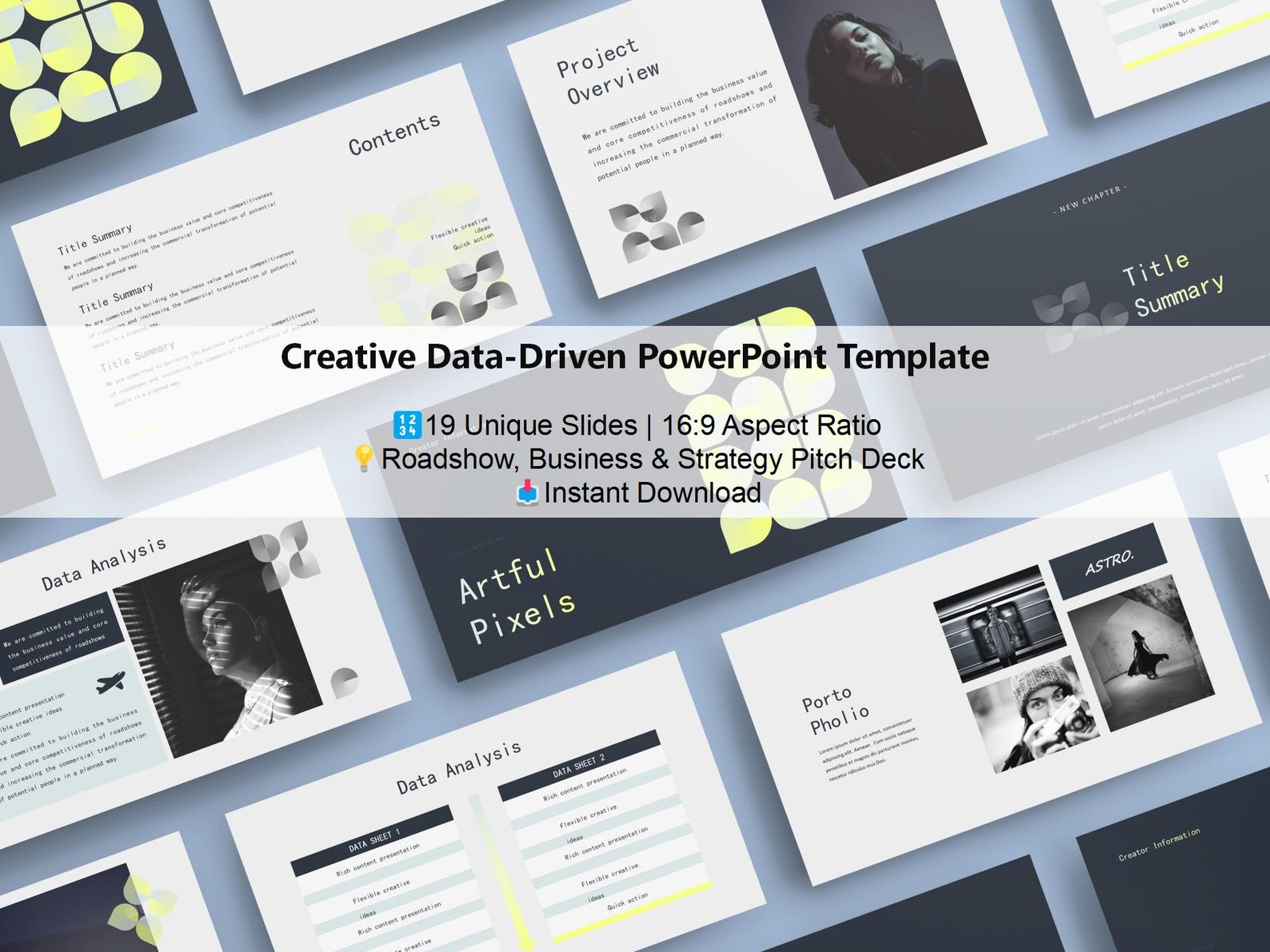 Creative Data-driven Powerpoint Template | Roadshow, Business ...