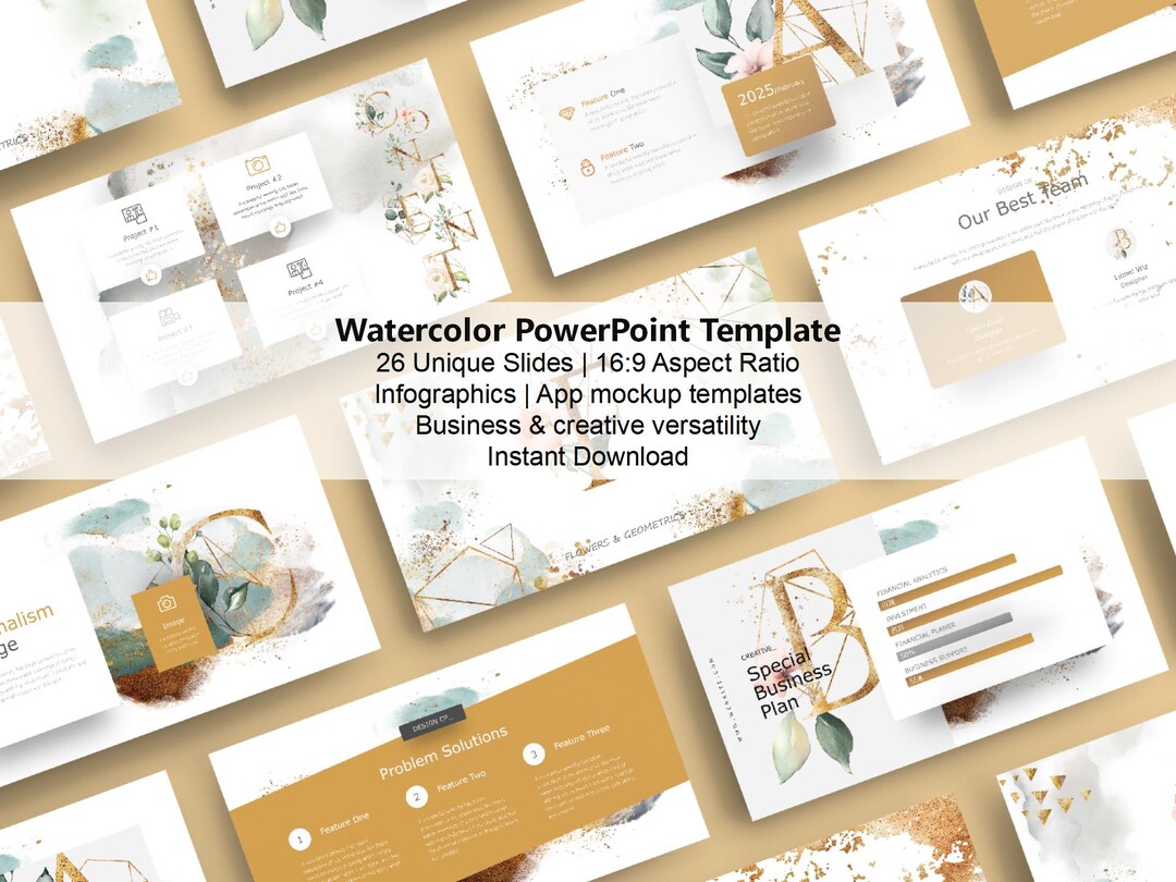 Watercolor Powerpoint Template | Elegant Slides for Business, Branding ...