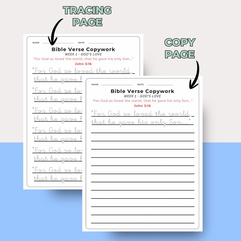 Bible Verse CURSIVE Copywork Printable Set 1 Weeks 1-5 | Homeschool ...