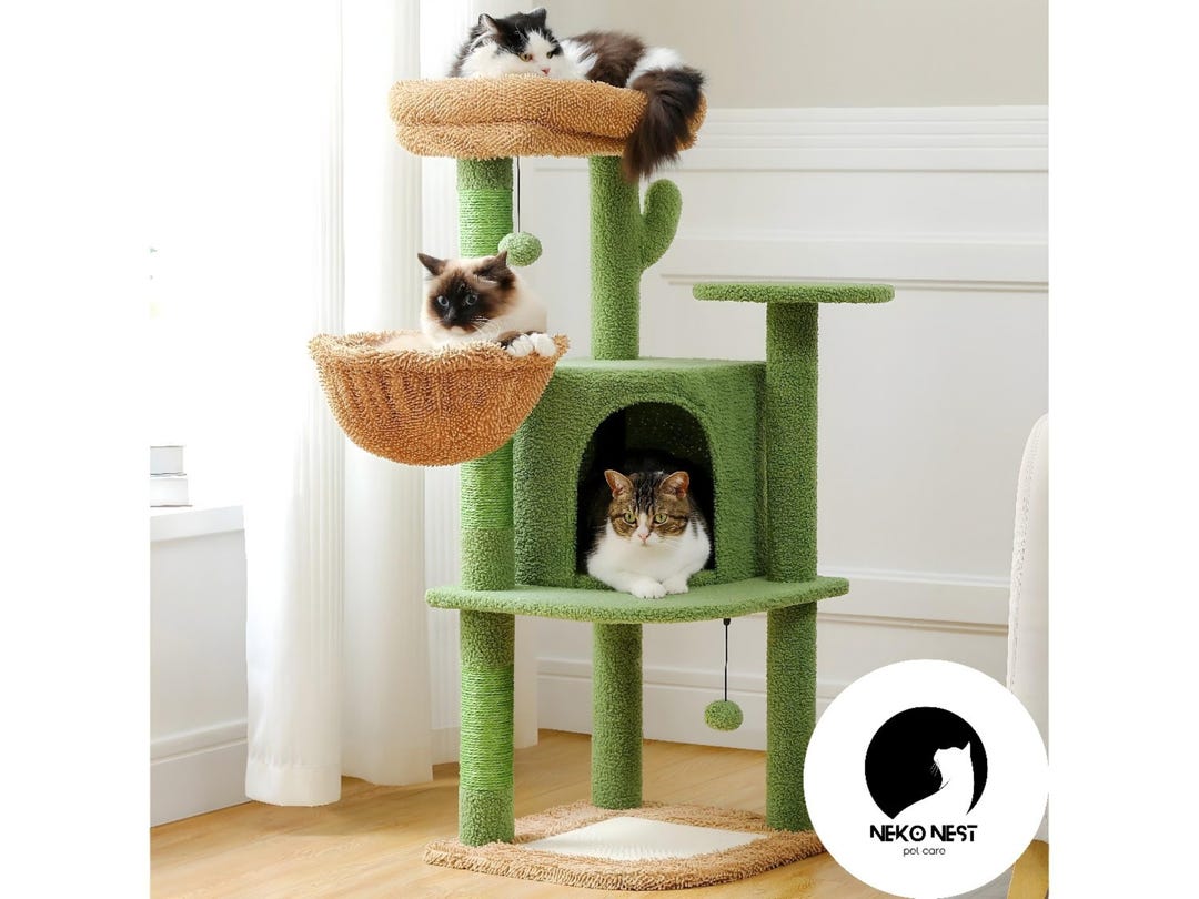 Multi-level Cactus Cat Tree With Condo & Scratching Post Cat Tower With ...