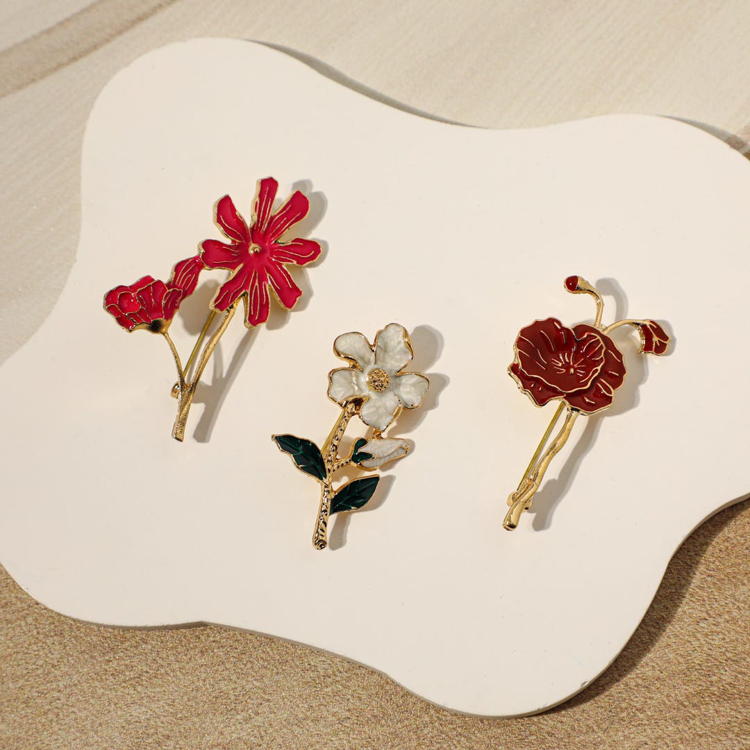 Personalized Birth Flower Pins, Birth Flower Pins, Handmade Flower ...