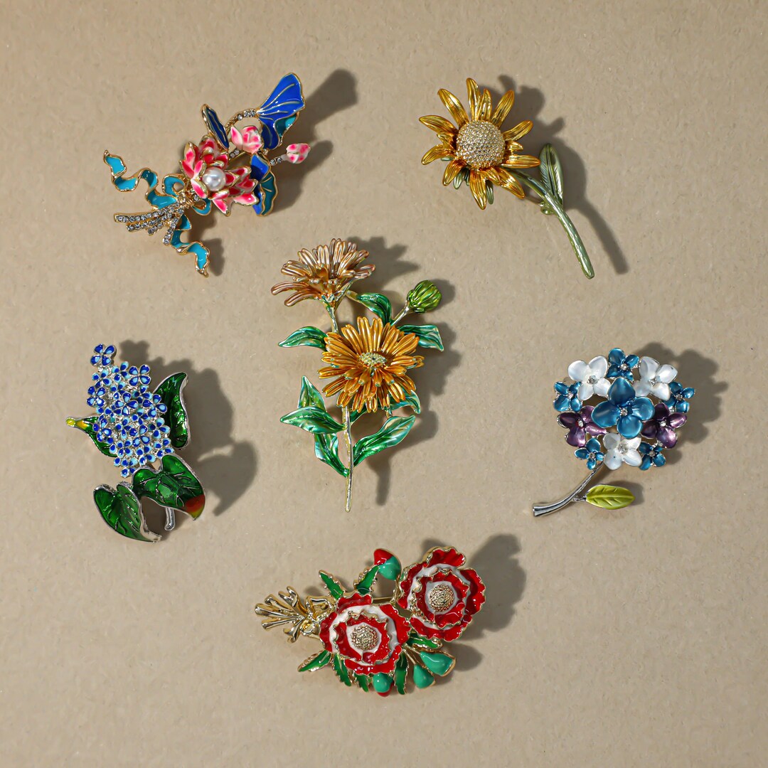 Personalized Birth Flower Brooch, Poppy Flower Brooch, Imitation Pearl ...