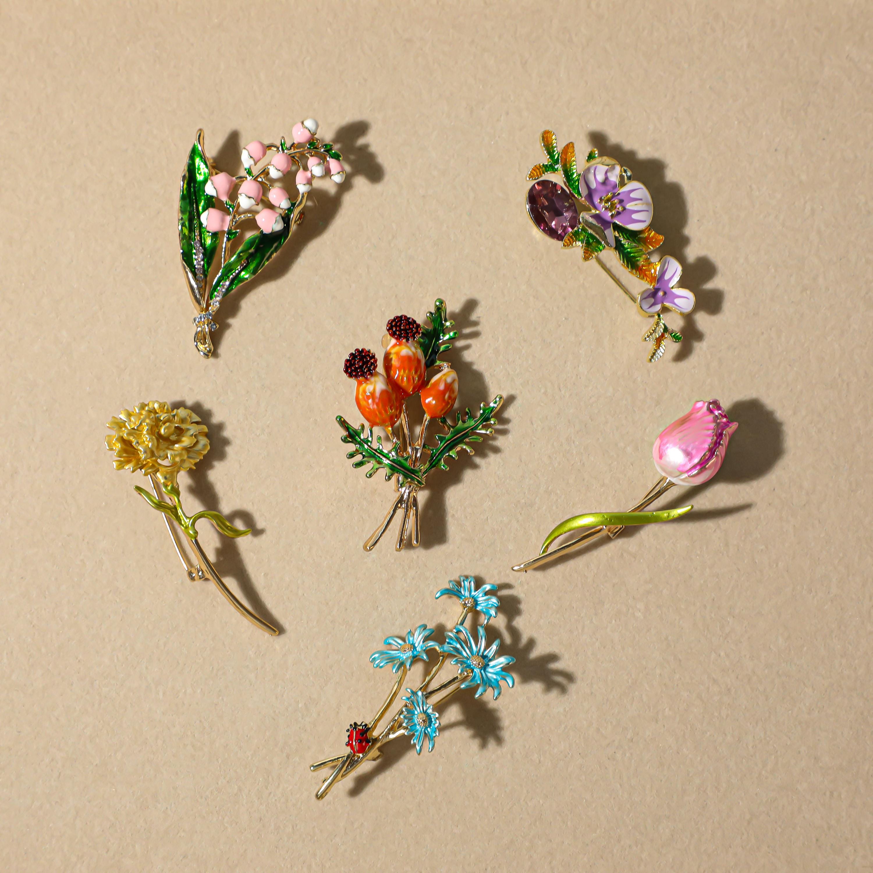 Personalized Birth Flower Brooch, Iris Brooch, Vintage Brooch, Handmade ...