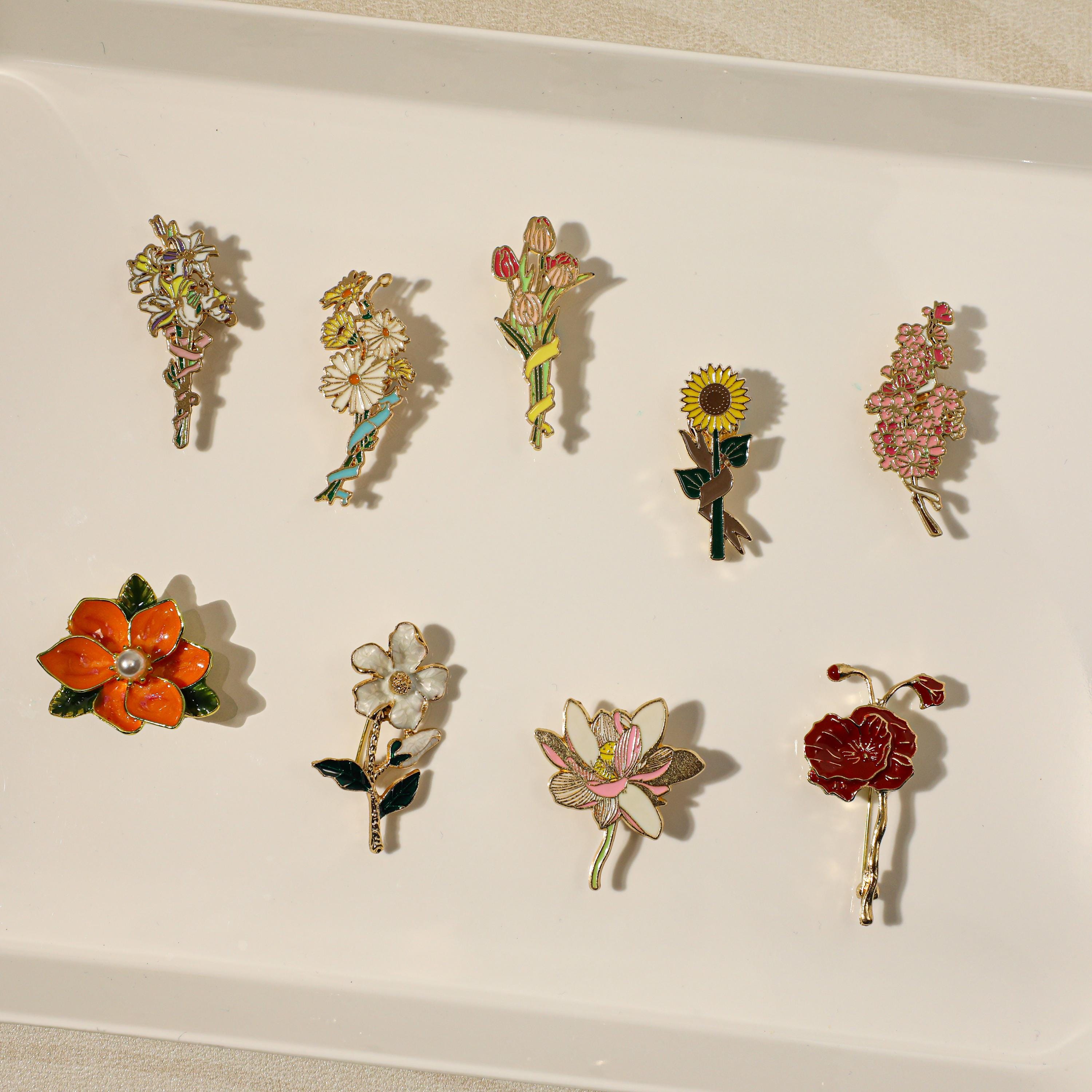 Personalized Birth Flower Pins, Birth Flower Pins, Handmade Flower ...