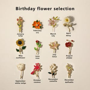 Personalized Birth Flower Pins, Birth Flower Pins, Handmade Flower ...