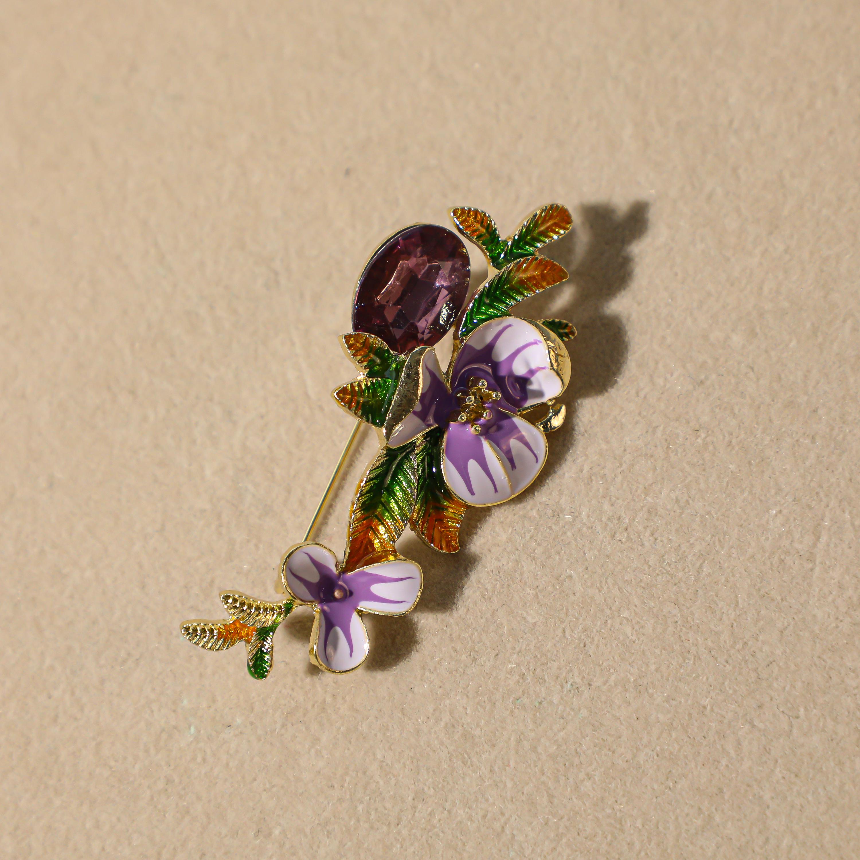 Personalized Birth Flower Brooch, Iris Brooch, Vintage Brooch, Handmade ...