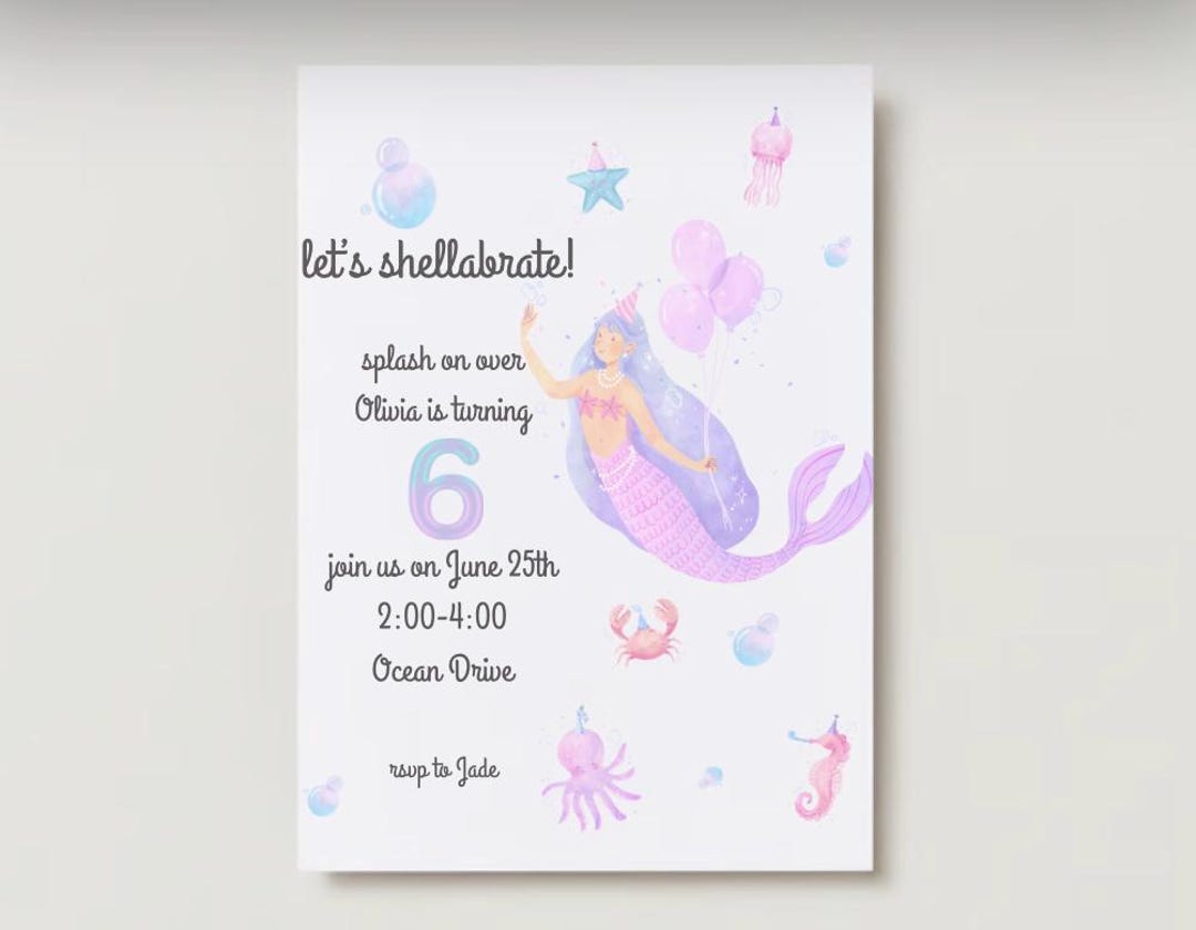 Let's Shellabrate! Mermaid Birthday Invitation - Etsy