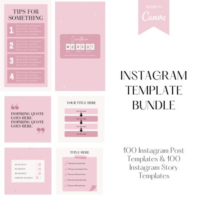 200 Instagram Template Bundle, 100 Instagram Story Templates Canva, 100 ...