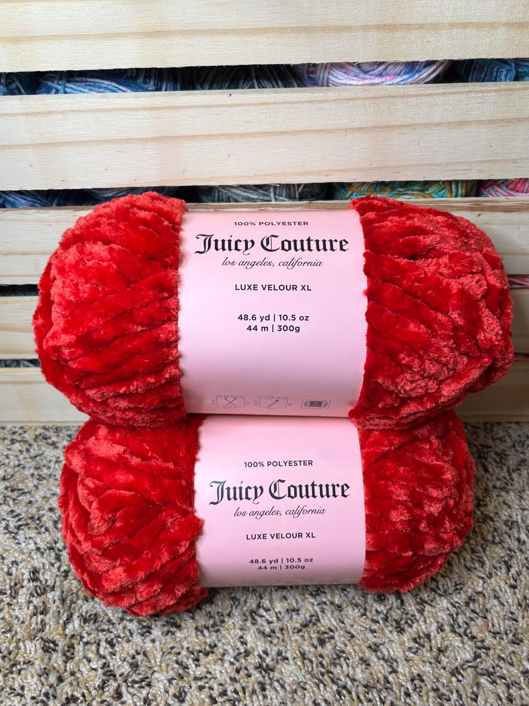Juicy Couture Yarn Coco Red Luxe Velour XL - Etsy