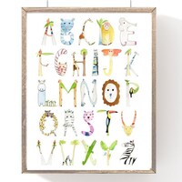 Watercolor Alphabet Poster: ABC Nursery Wall Art (digital Download) - Etsy