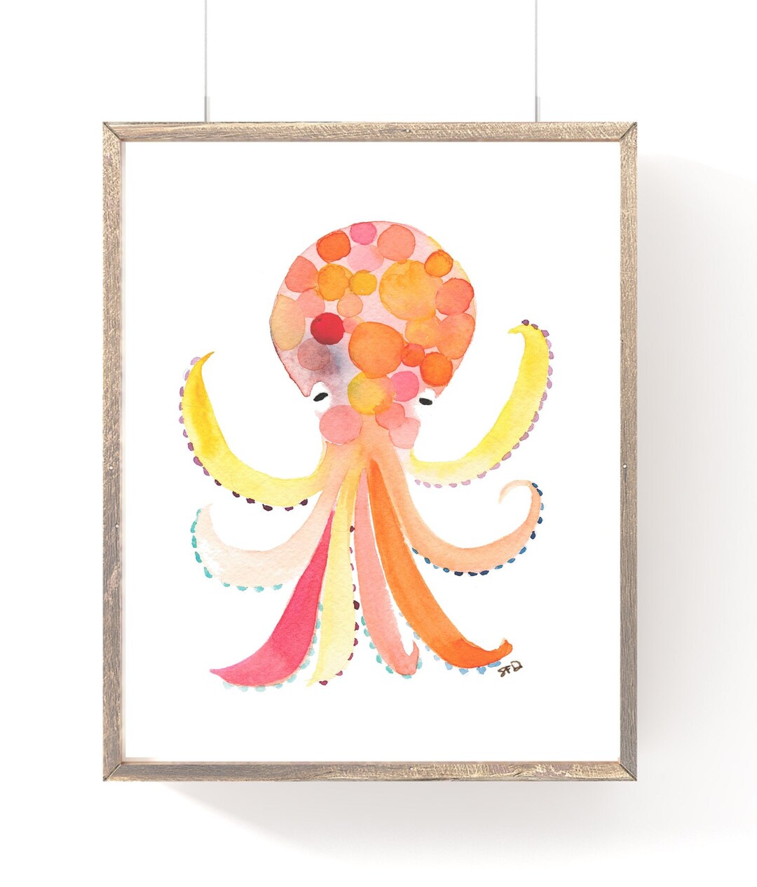 Octopus Print, Free Shipping, Watercolor Art Print, Colorful, Sea Life ...