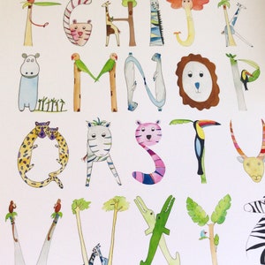 Alphabet Print Safari/jungle Animals, 8x10, 12x16 and 13x19, Free ...