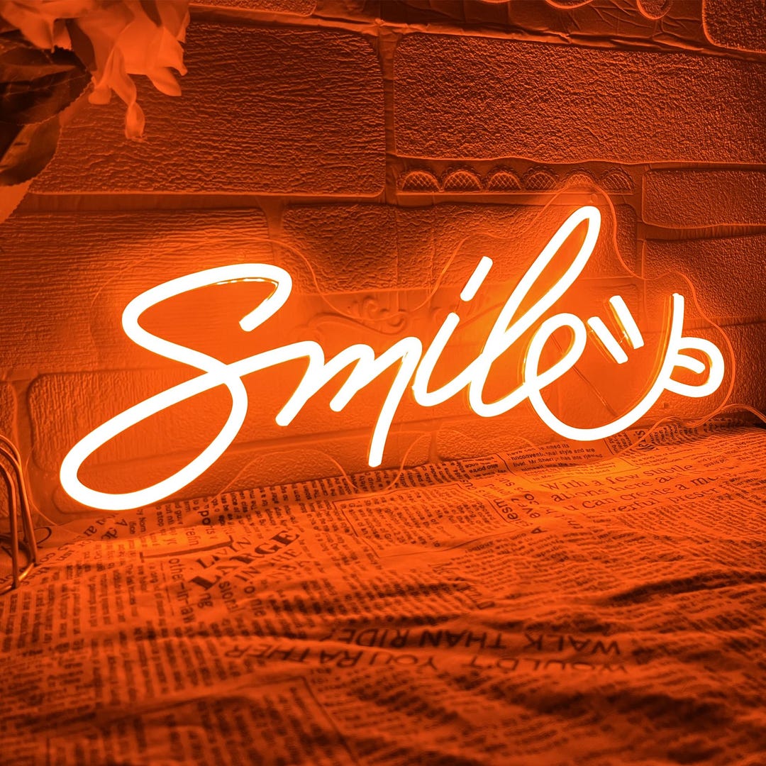 Smile Letter USB Neon Sign, Smile Led Sign, Smiley Face Led Neon Light ...