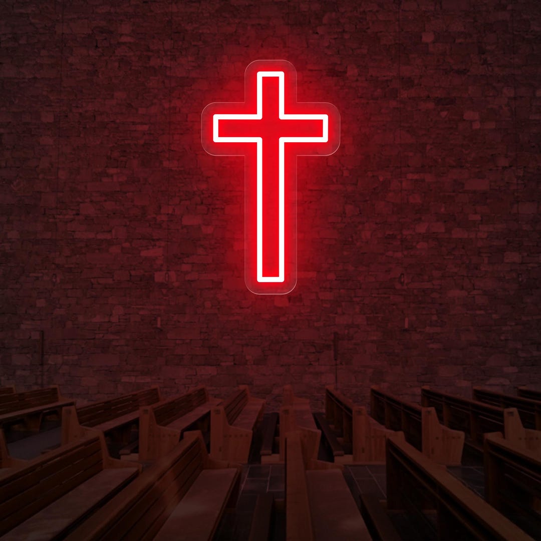 Cross Neon Sign LED Cross Sign Light Neon Cross Light Red Neon Cross ...