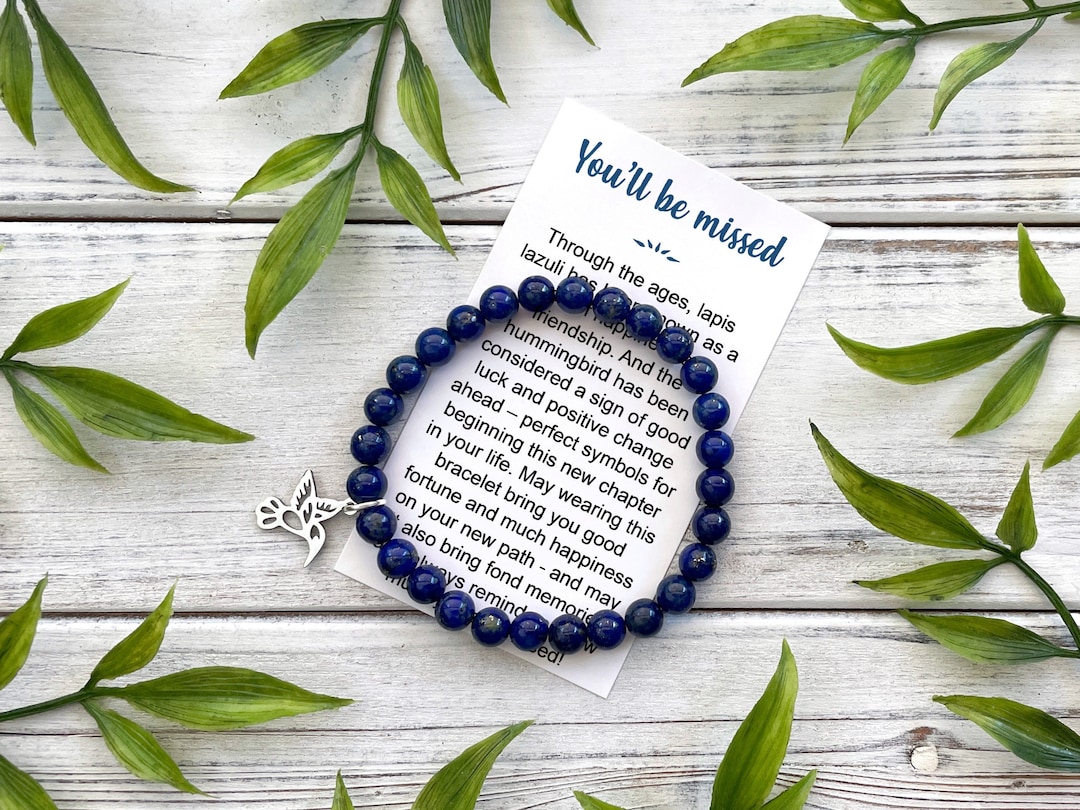 Friend Moving Away Gift - Lapis Bracelet With Meaningful Message Card ...