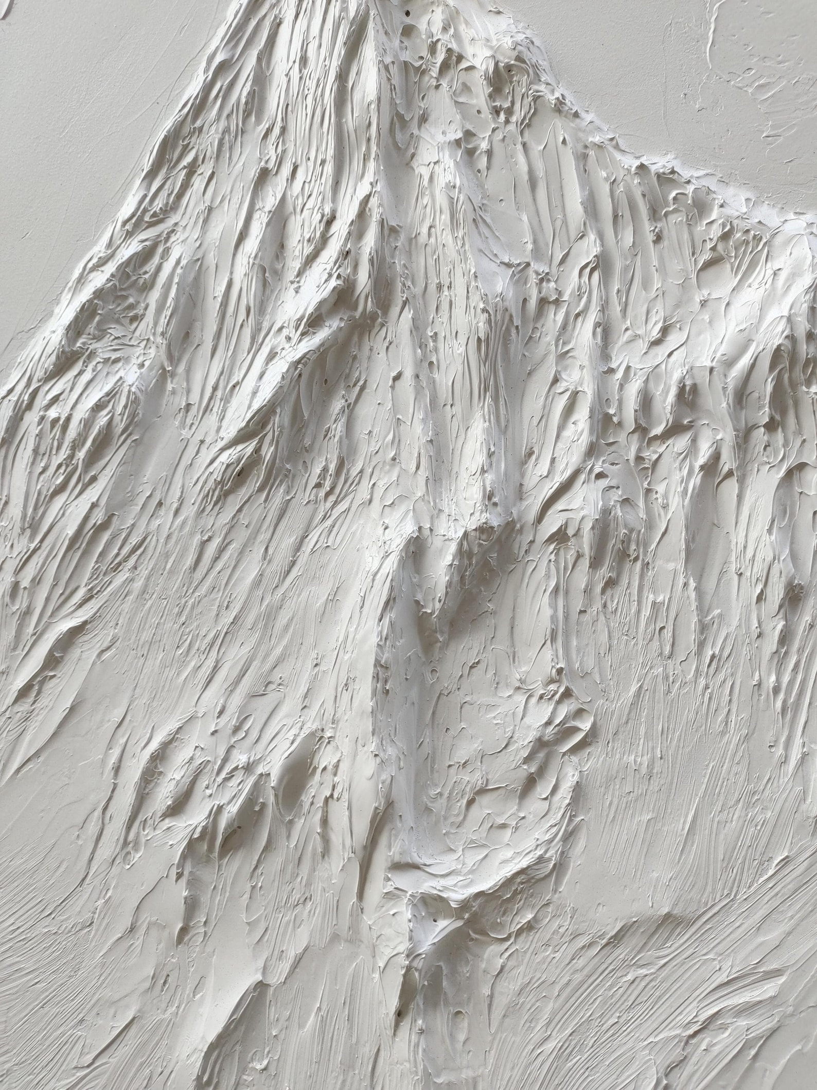 Textured Mountain Painting, 3D Plaster Wall Art, Minimalist White ...