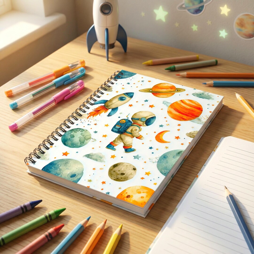 Personalized Astronaut Space Notebook – Watercolor Galaxy Journal (A5 ...