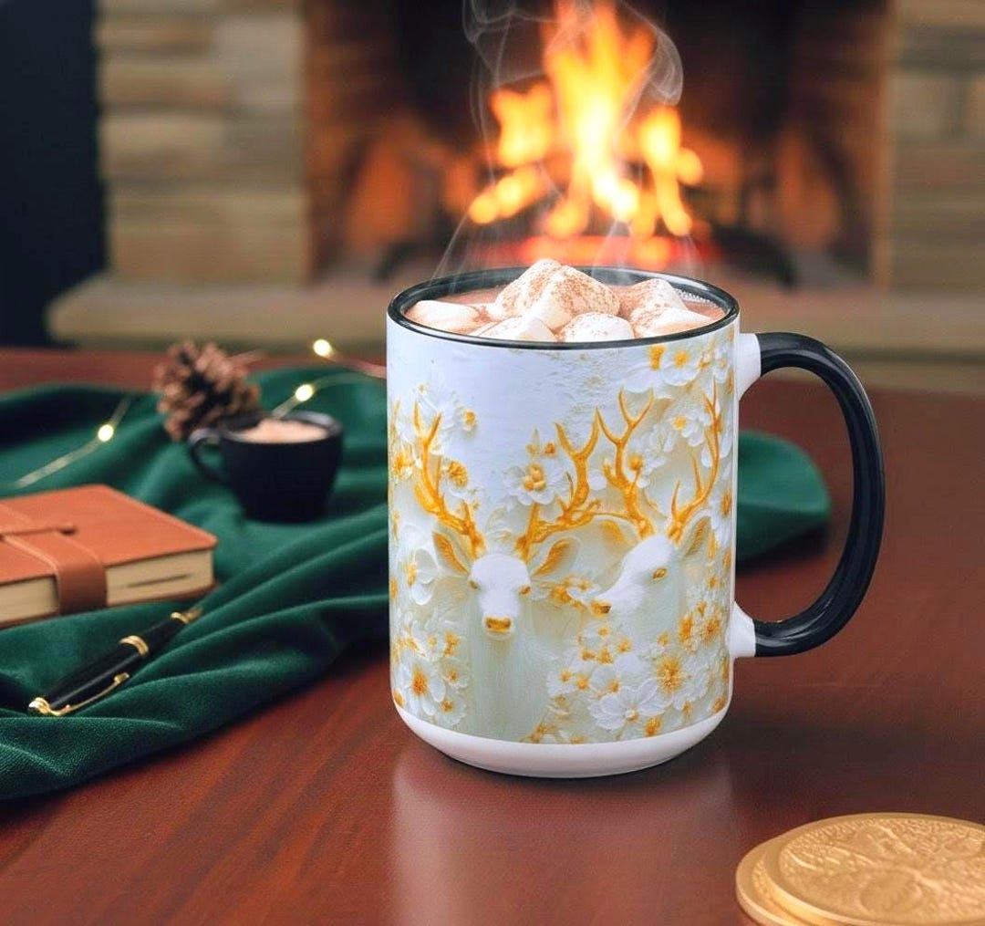 Custom Gold Antler Deer Mug-christmas Gift for Her-personalized ...