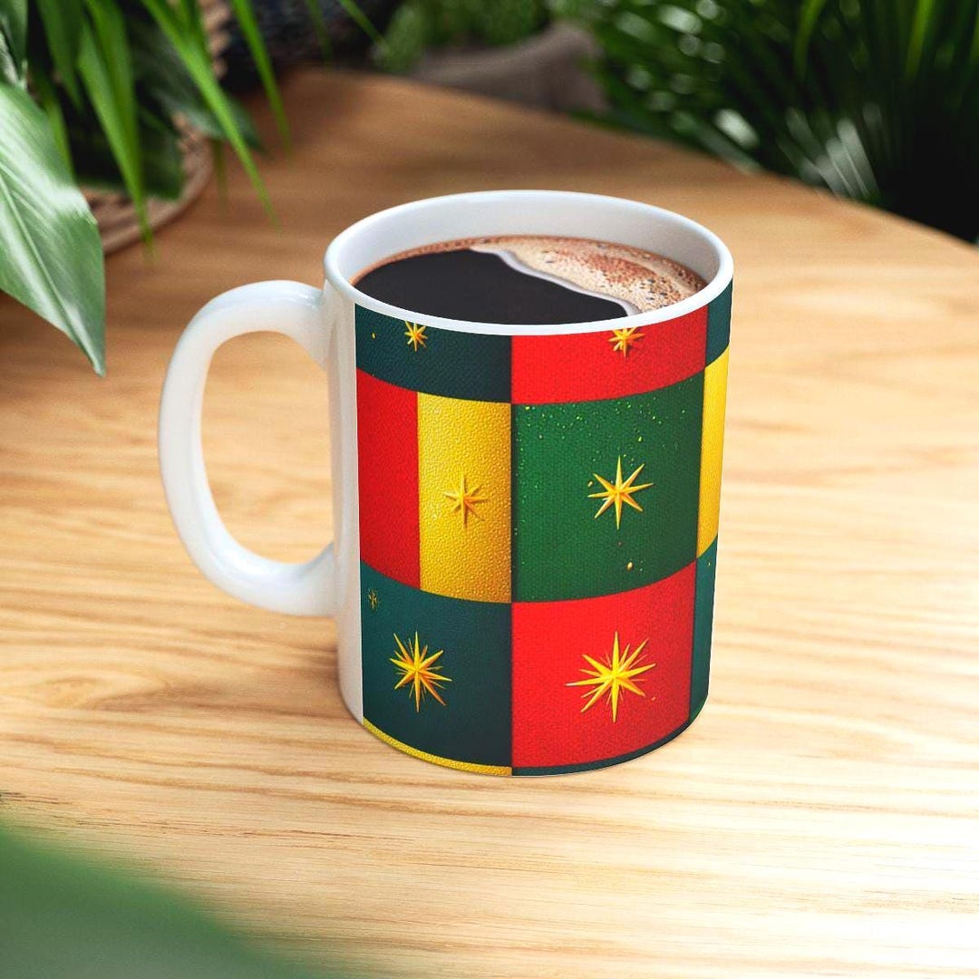 Custom Mid Century Starburst Accent Mug-personalized Retro Christmas ...