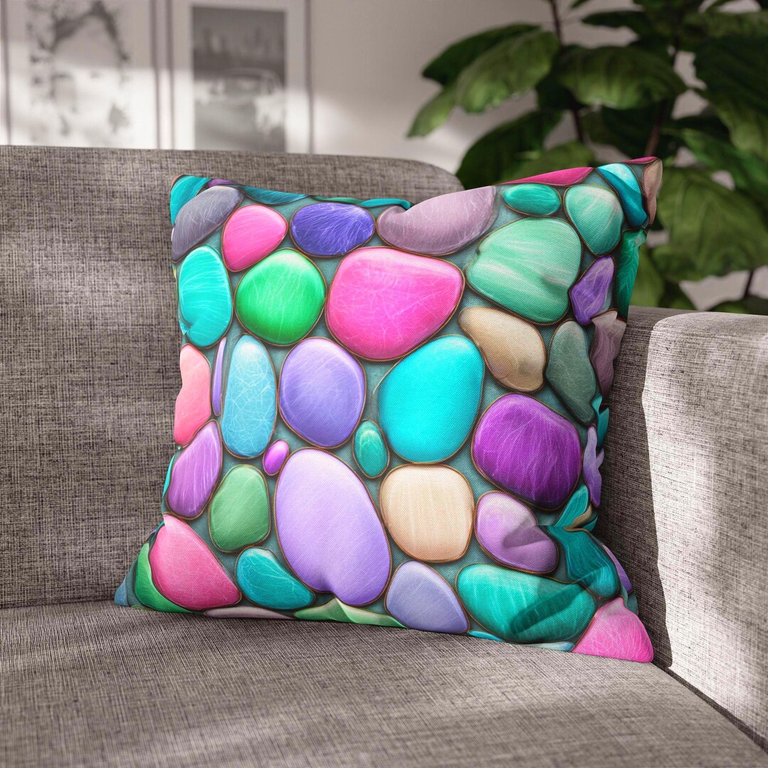 Personalized Pebble Pillow-custom Watercolor Pastel Stone Cushion-full ...
