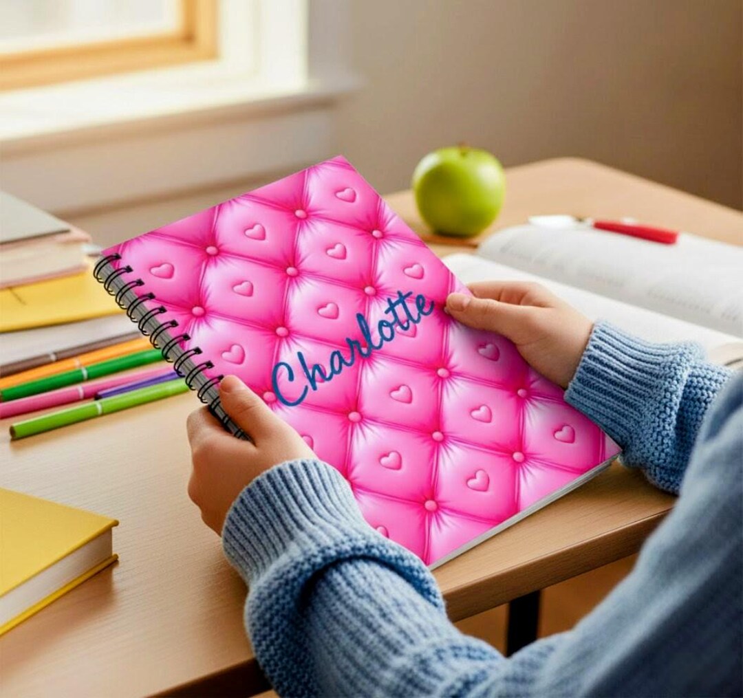 Personalized 3D Effect Pink Heart Notebook-custom Name Journal-90gsm ...