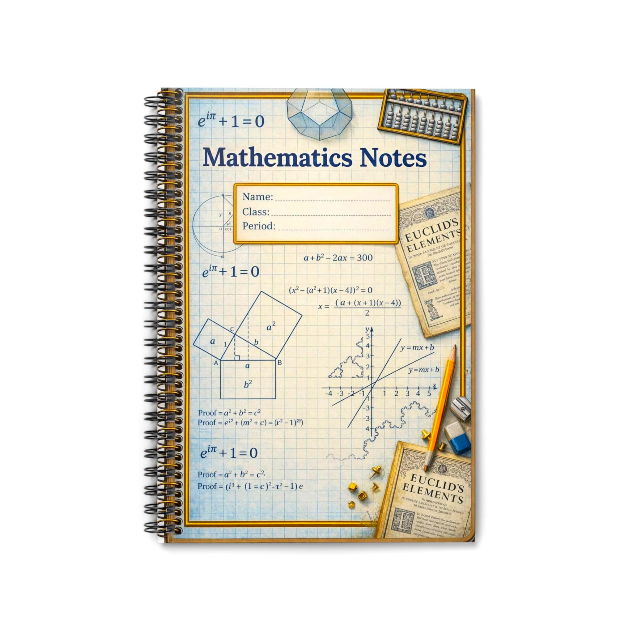 Personalized Mathematics Notes Journal - Spiral or Hardcover STEM ...