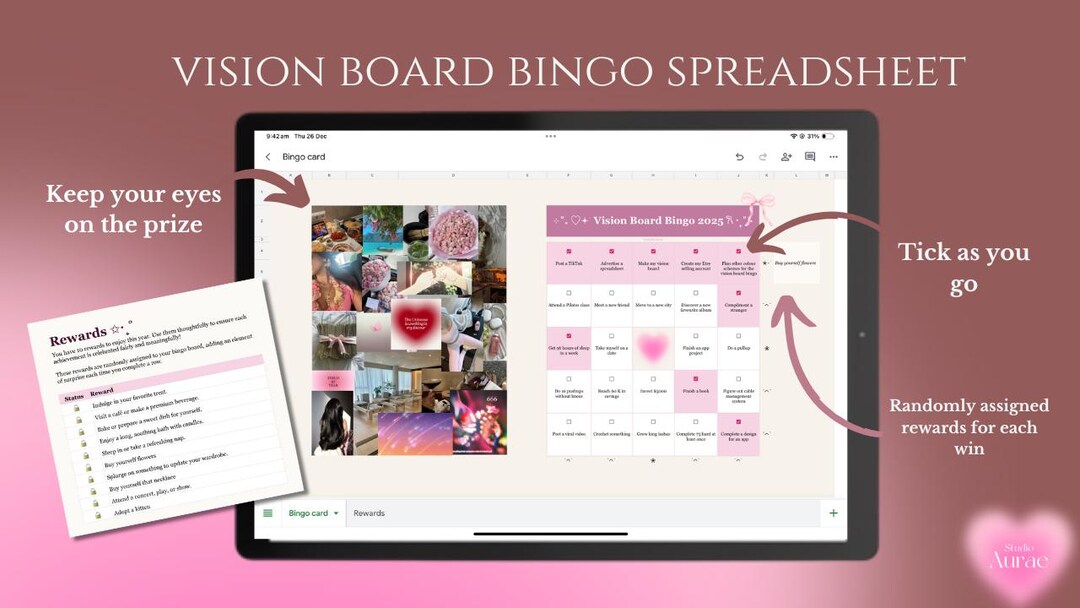Vision Board Bingo Spreadsheet Digital Bundle - Etsy