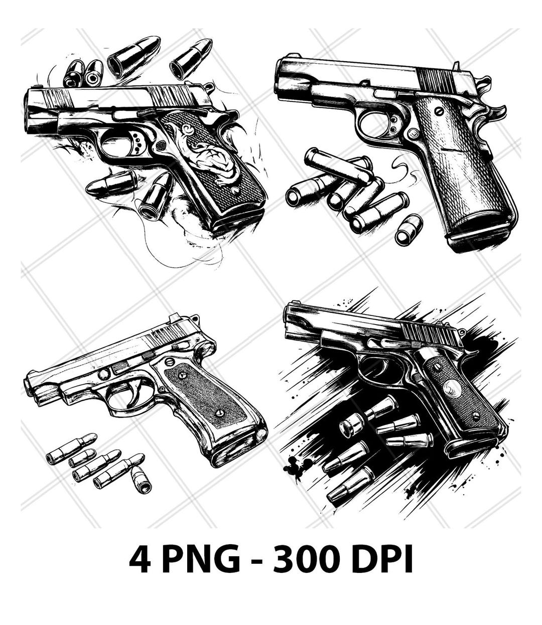 45 Caliber Pistol Firearm Gun Bullets PNG File Printable Design ...
