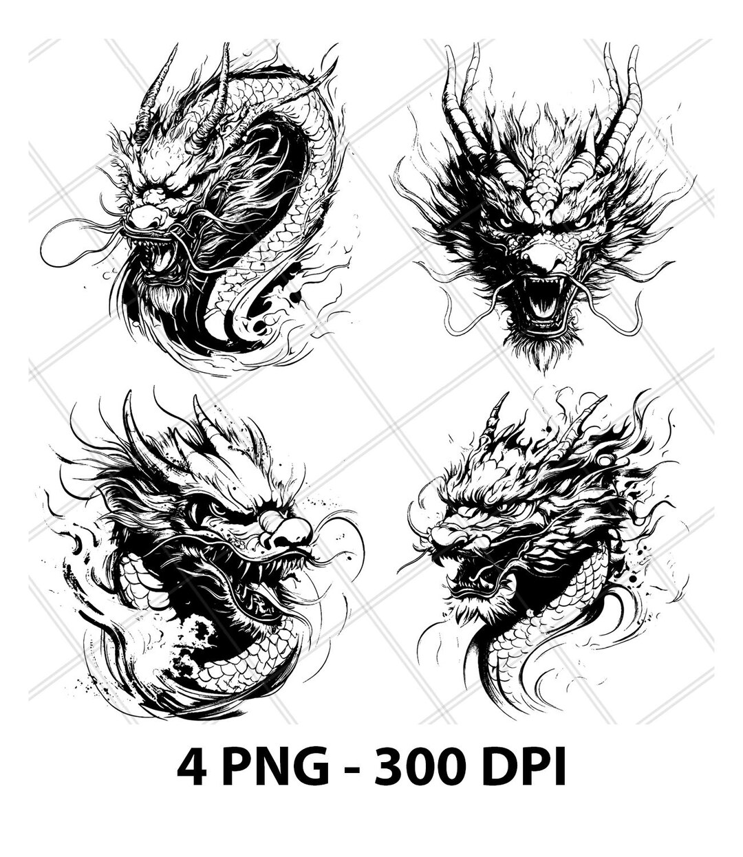 Ancient Dragon Wyvern Scary Face Head PNG File Printable Design ...