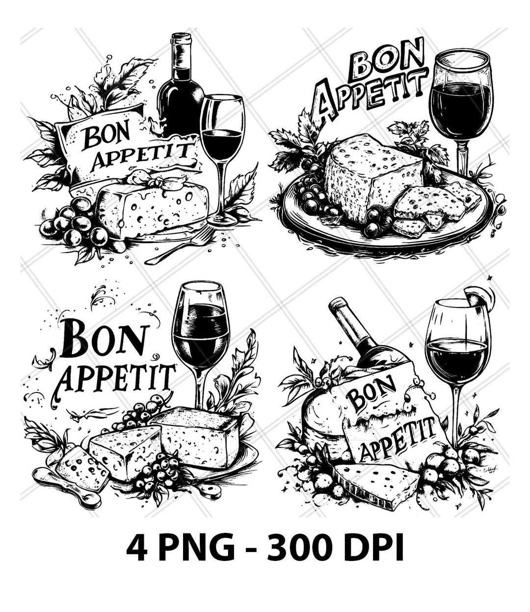 Bon Appetit Kitchen Bar Restaurant PNG File Printable Design Template ...