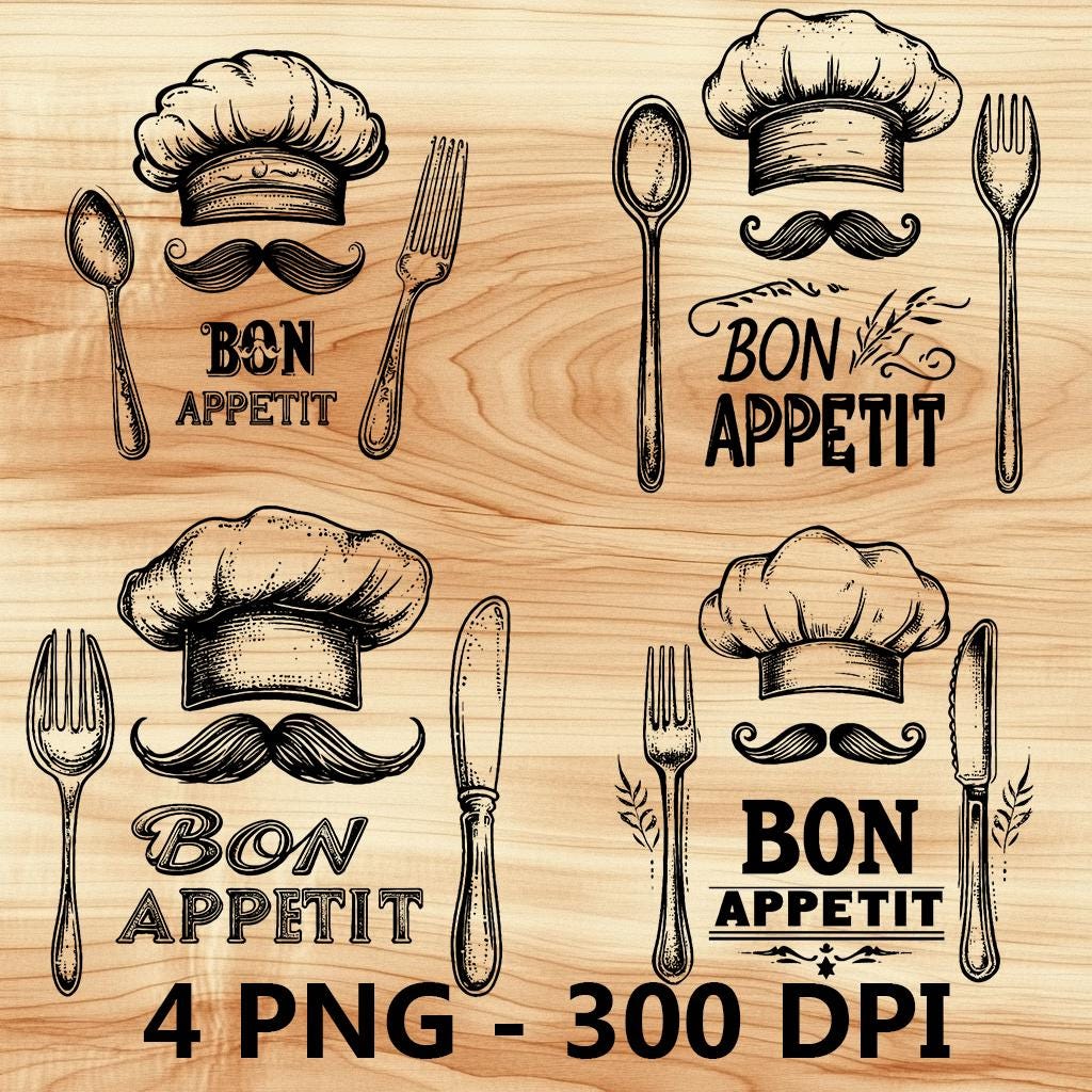 Chef Hat Toque Spoon Knife Fork Logo PNG File Printable Design Template ...