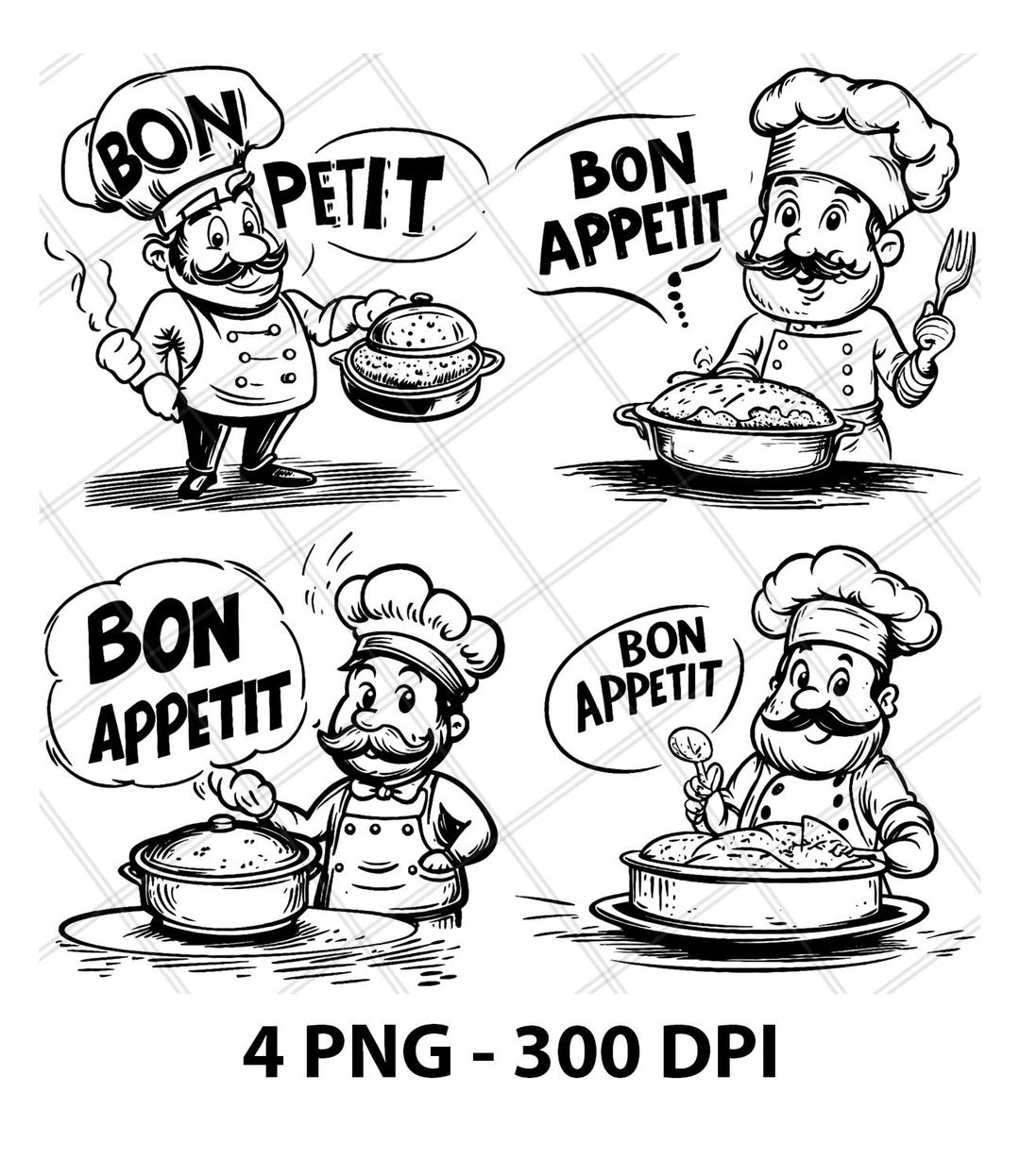 Cartoon Male Chef Animated Logo Art PNG File Printable Design Template ...