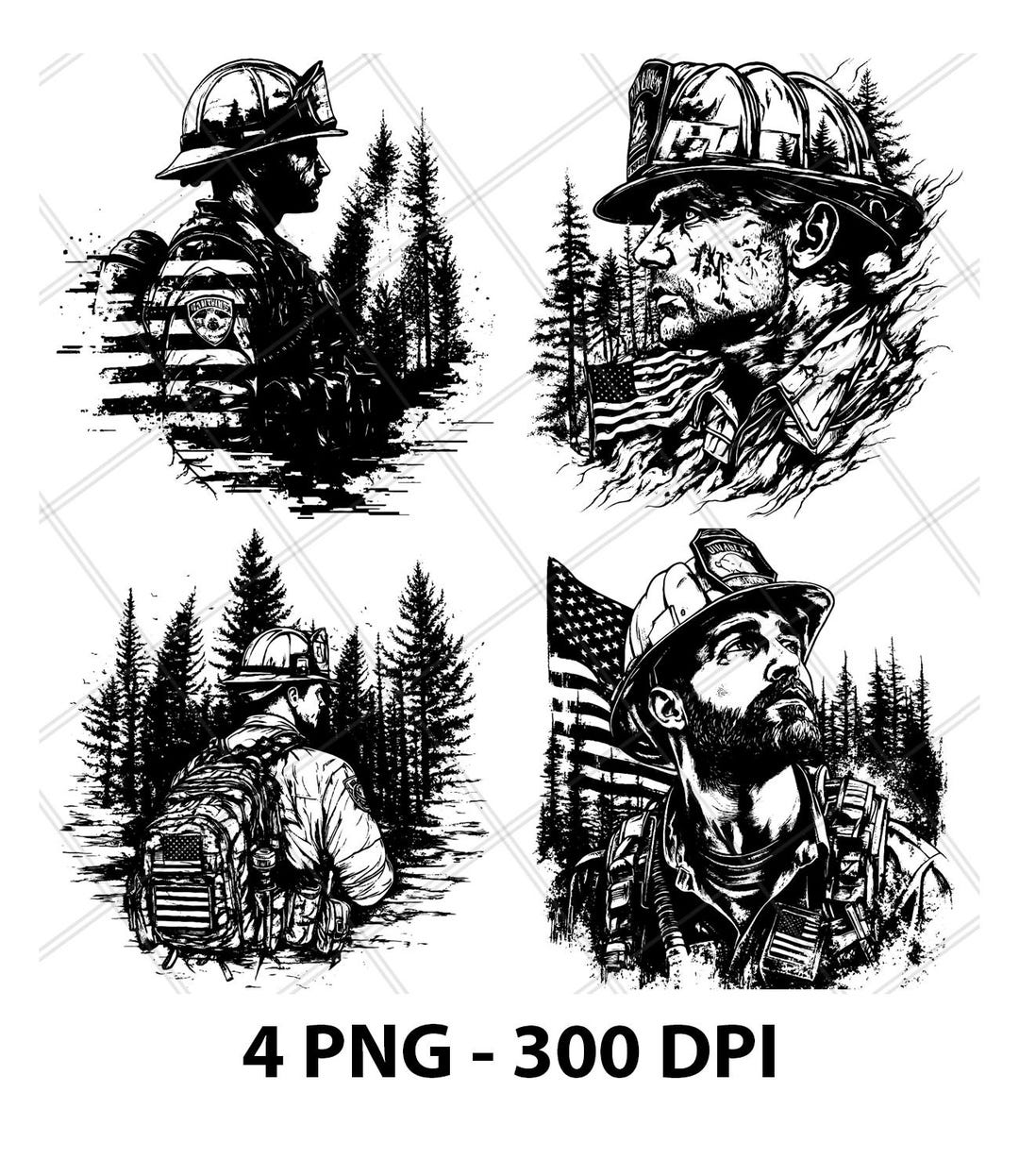 US Forest Ranger Fireman Firefighter PNG File Printable Design Template ...