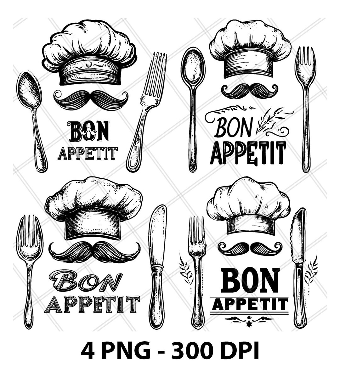 Chef Hat Toque Spoon Knife Fork Logo PNG File Printable Design Template ...