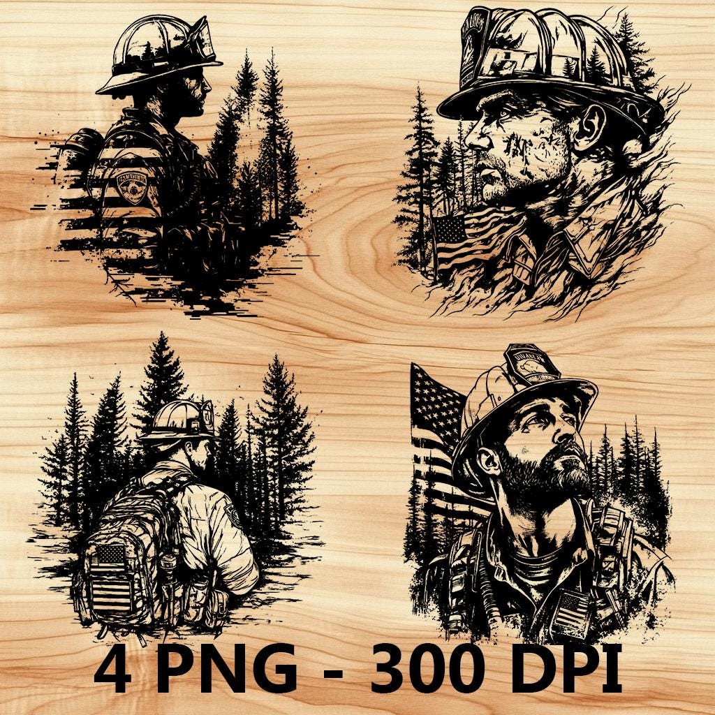 US Forest Ranger Fireman Firefighter PNG File Printable Design Template ...