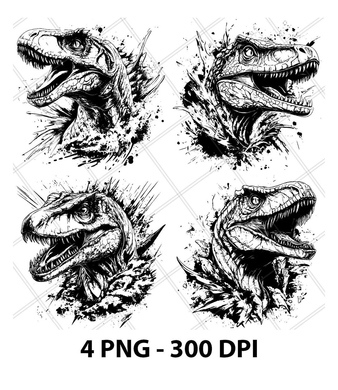 Angry T Rex Scary Raptor Dinosaur PNG File Printable Design Template ...