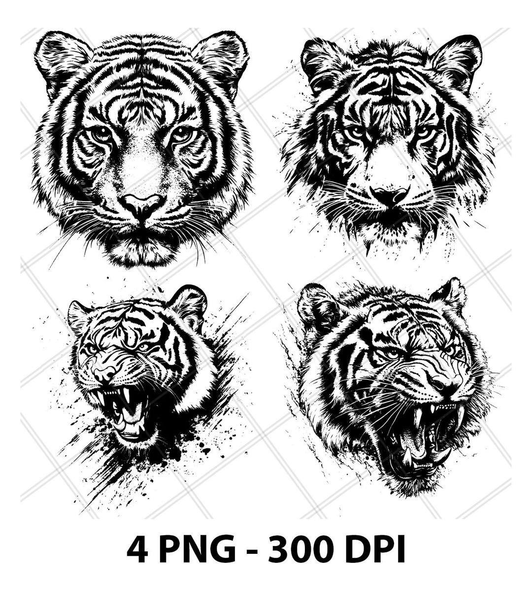 Tiger Bengal Face Head Scary Zoo Cat PNG File Printable Design Template ...