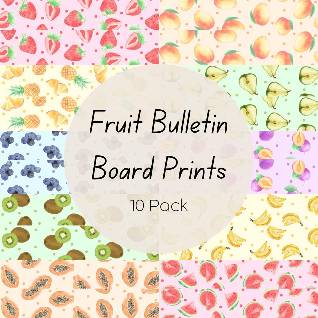 Pastel Fruit Bulletin Wall Border 10 Pack, Teacher Classroom Wall Decor ...