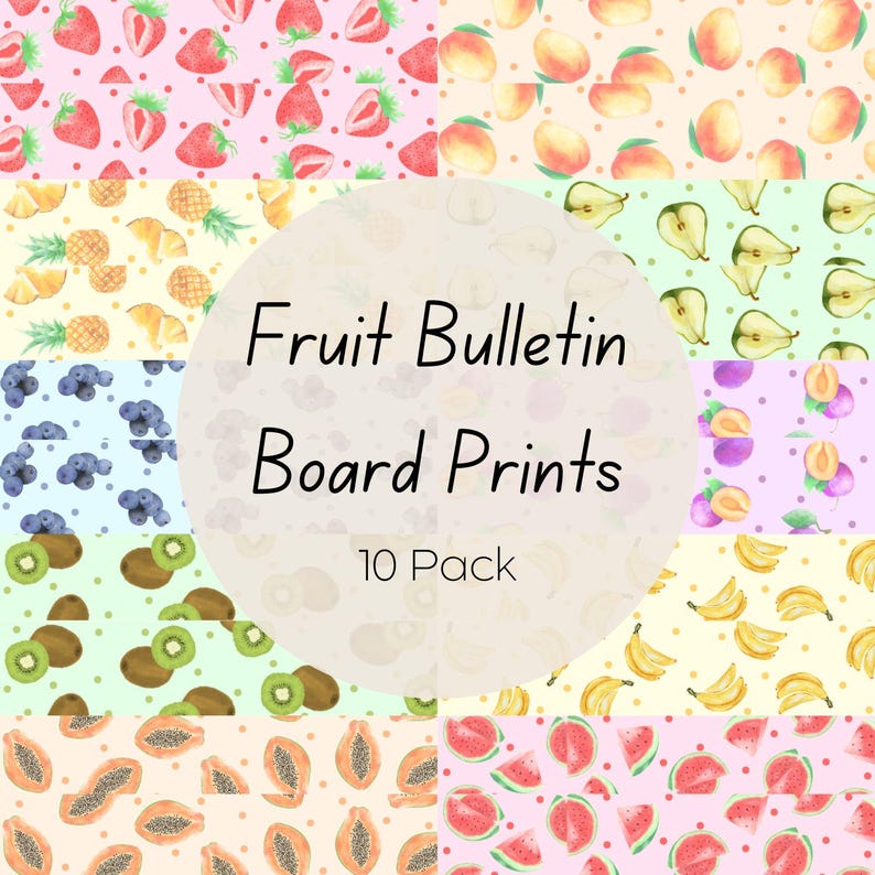 Pastel Fruit Bulletin Wall Border 10 Pack, Teacher Classroom Wall Decor ...
