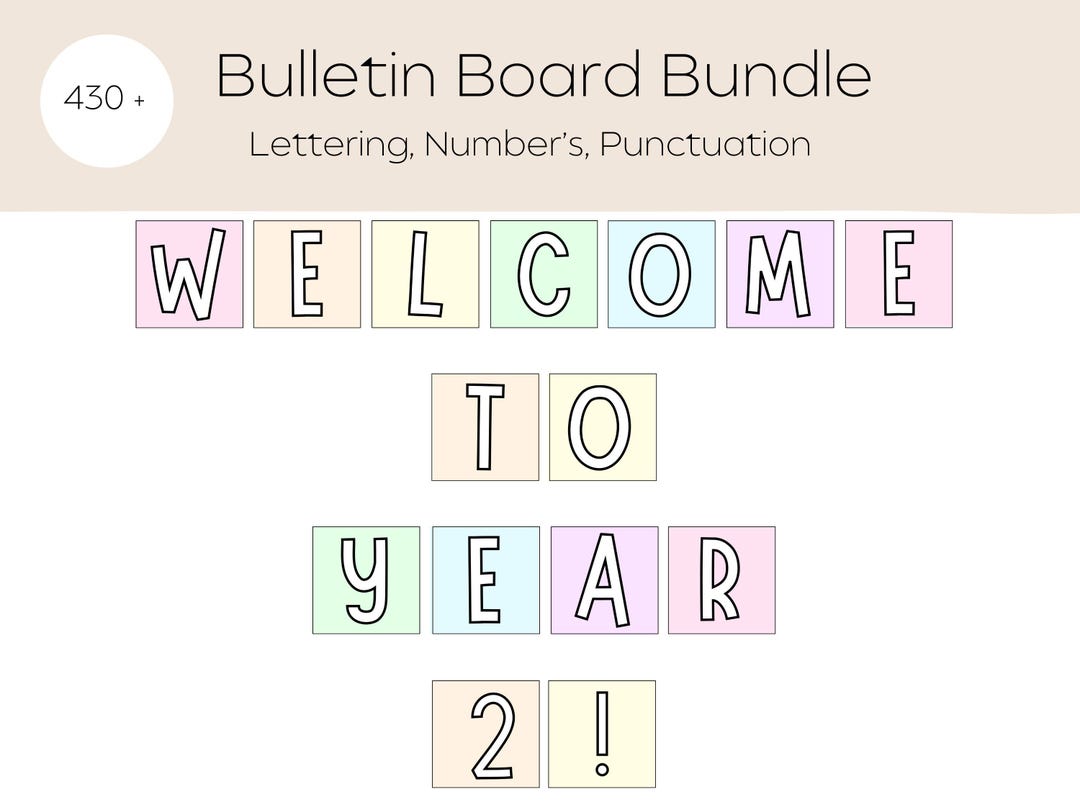 Pastel Bulletin Board Teacher Lettering Bundle (digital Download) - Etsy